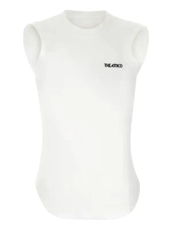 Attico Embroidered Logo T-shirt - Neutrals