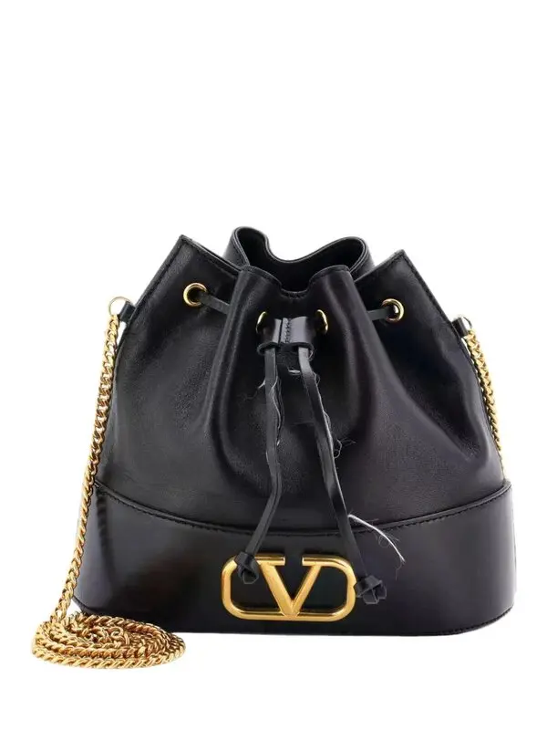 Valentino Garavani Vlogo Leather Bucket Bag - Black