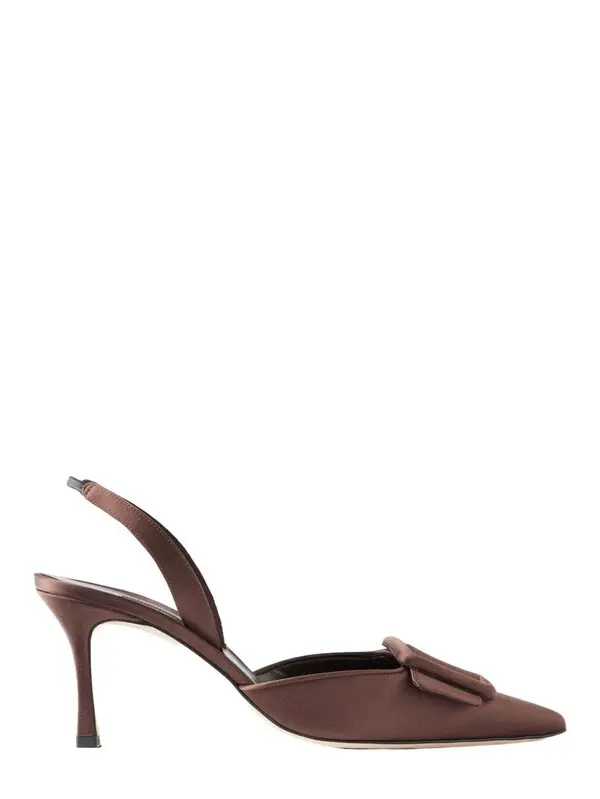 Manolo Blahnik Slingback Stiletto Heels With Square Buckle Detail - Red