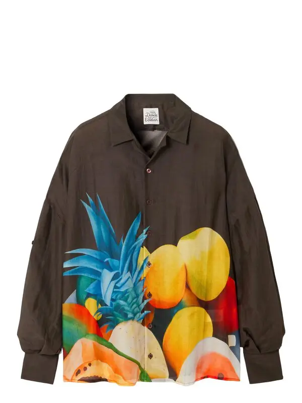 DONDE ESTEBAN Printed Silk Shirt - Brown