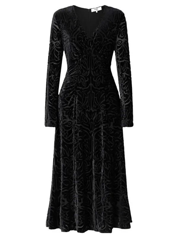 Sea Devoré-velvet Midi Dress - Black