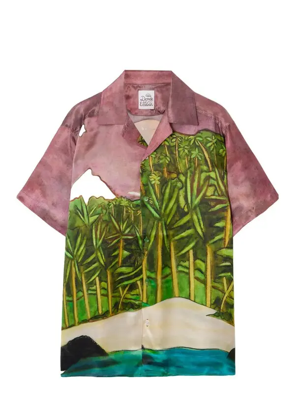 DONDE ESTEBAN Printed Silk-satin Shirt - Green