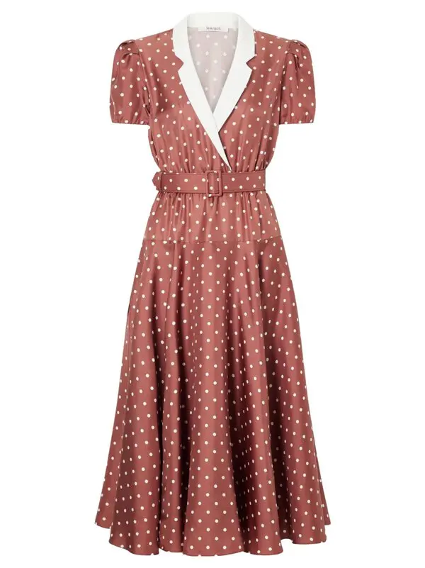 RODARTE Polka Dot Crepe-trimmed Midi Dress - Brown