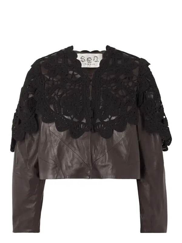 Sea V-neck Leather Jacket - Black