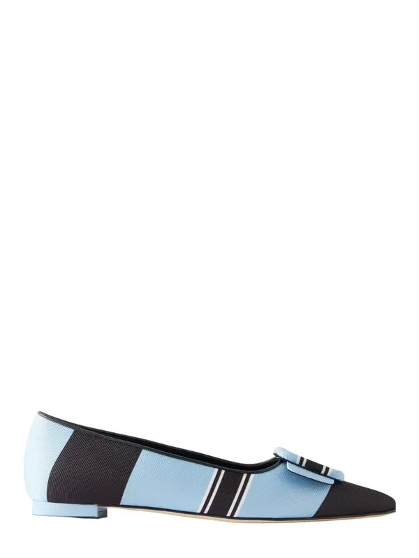 Manolo Blahnik Emilia Wickstead Maysale Striped Grosgrain Pointed-toe Flats - Black