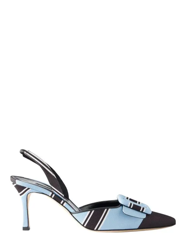 Manolo Blahnik Emilia Wickstead Maysli 70 Striped Grosgrain Slingback Pumps - Black