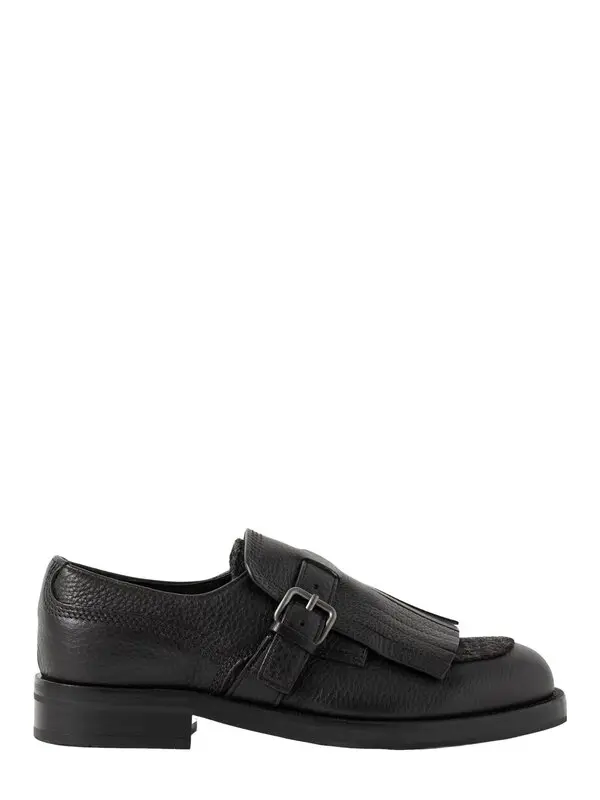 Church's Fringed Textured-leather Brogues - Black