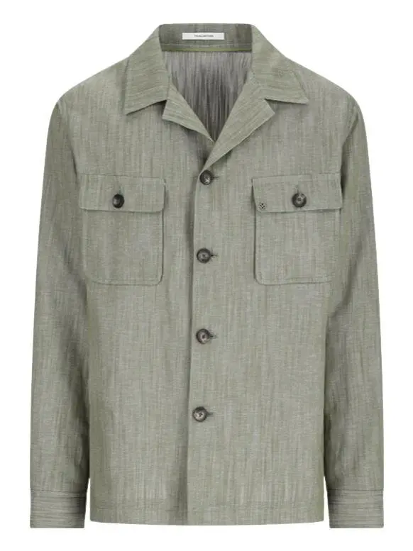 Tagliatore Long Sleeve Shirt Jacket With Button Closure - Gray