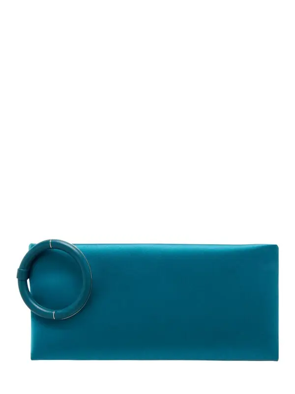 TOM FORD Leather-trimmed Satin Clutch With Hoop Handle - Green