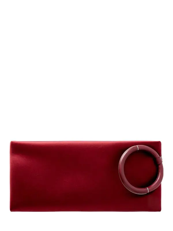 TOM FORD Leather-trimmed Satin Clutch - Red