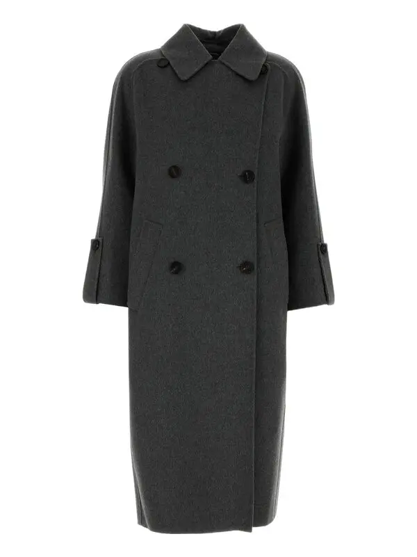 Max Mara Double-breasted Long Coat - Black