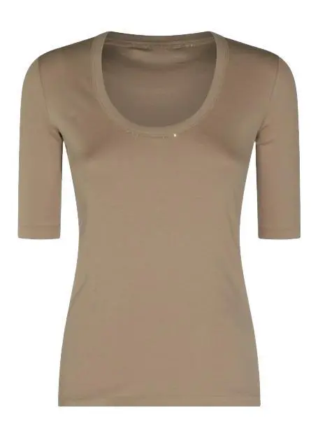 Fabiana Filippi Scoop Neck Half Sleeve T-shirt - Brown