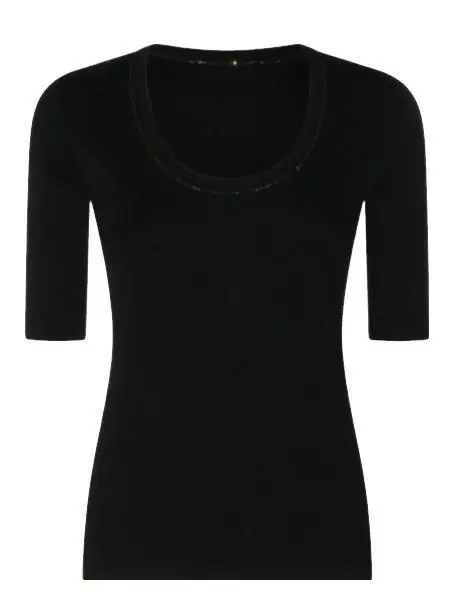 Fabiana Filippi Scoop Neck Half-sleeve T-shirt - Black