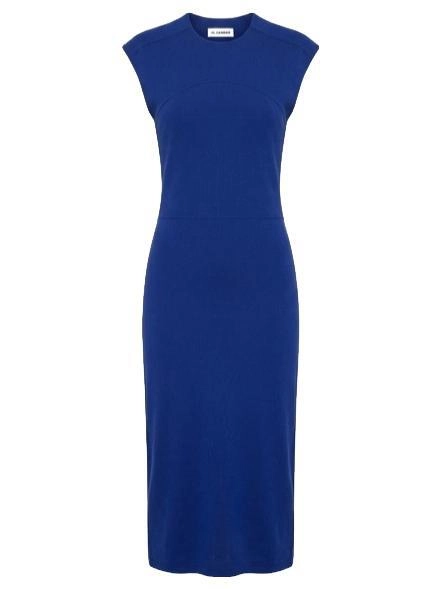 JIL SANDER Cap Sleeve Fitted Knee-length Dress - Blue