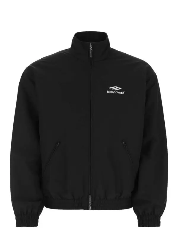 Balenciaga Embroidered Logo Track Jacket - Black