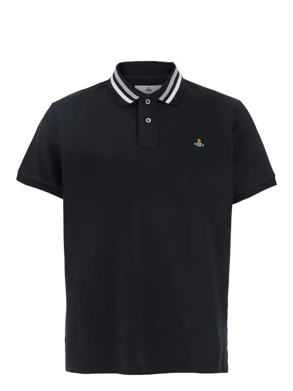 VIVIENNE WESTWOOD Orb Embroidered Short-sleeved Polo Shirt - Black