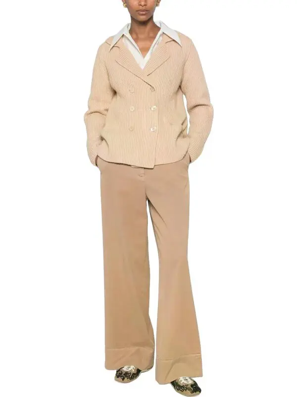 SERGIO MORETTI FIRENZE Double-breasted Ribbed-knit Sweater - Neutrals