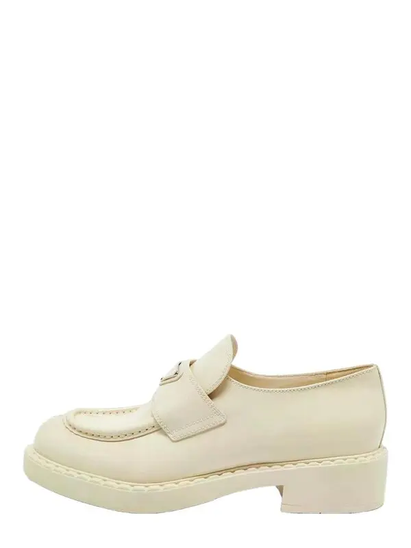 Prada Logo Plaque Patent Loafers - Neutrals