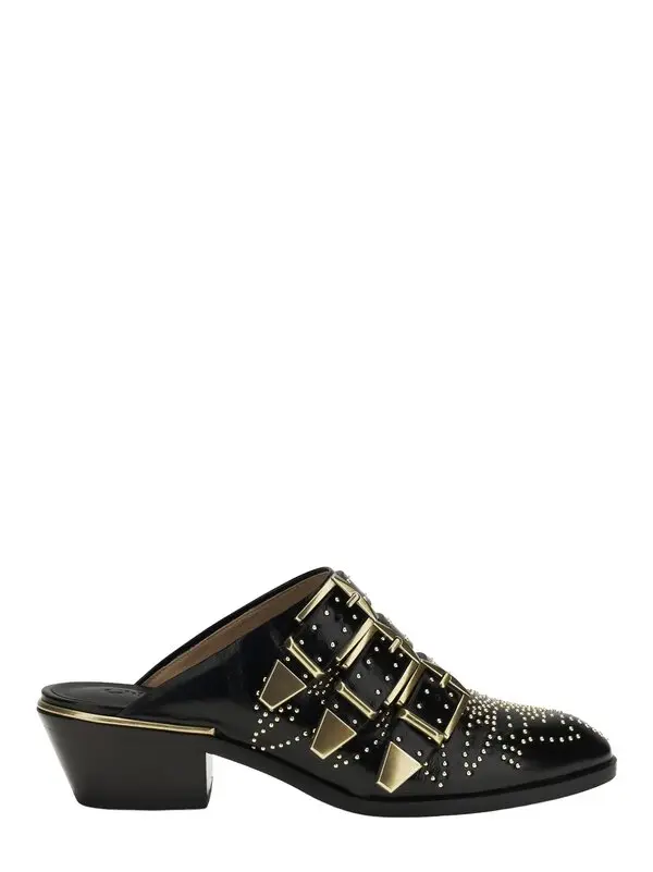 Chloé Susan Leather Mules With Studs - Black