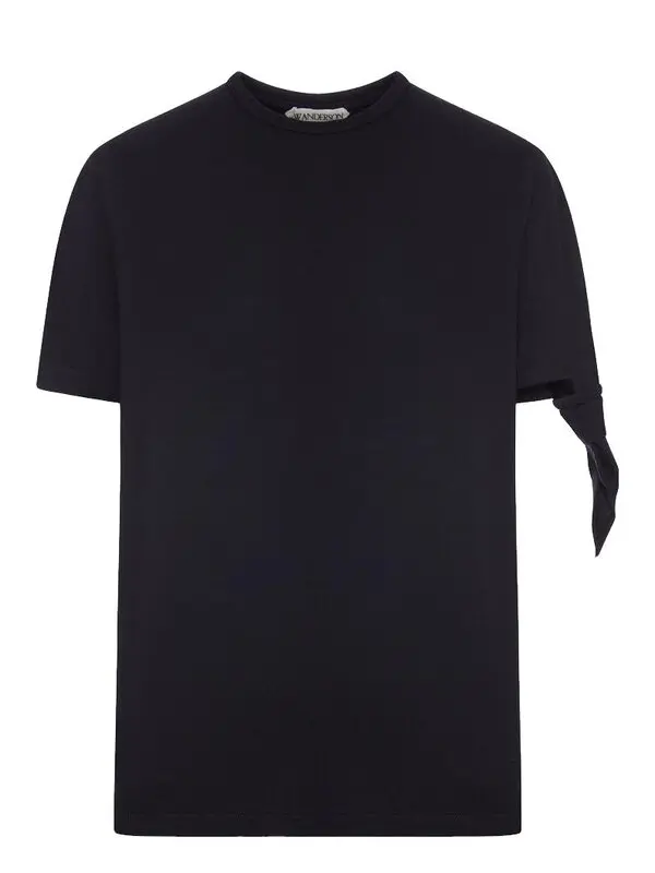 JW Anderson Cotton T-shirt With Knotted Sleeves - Black