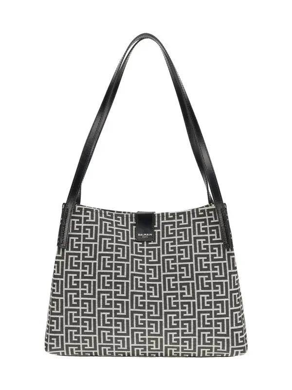 Balmain Jacquard And Leather Tote Bag - Black