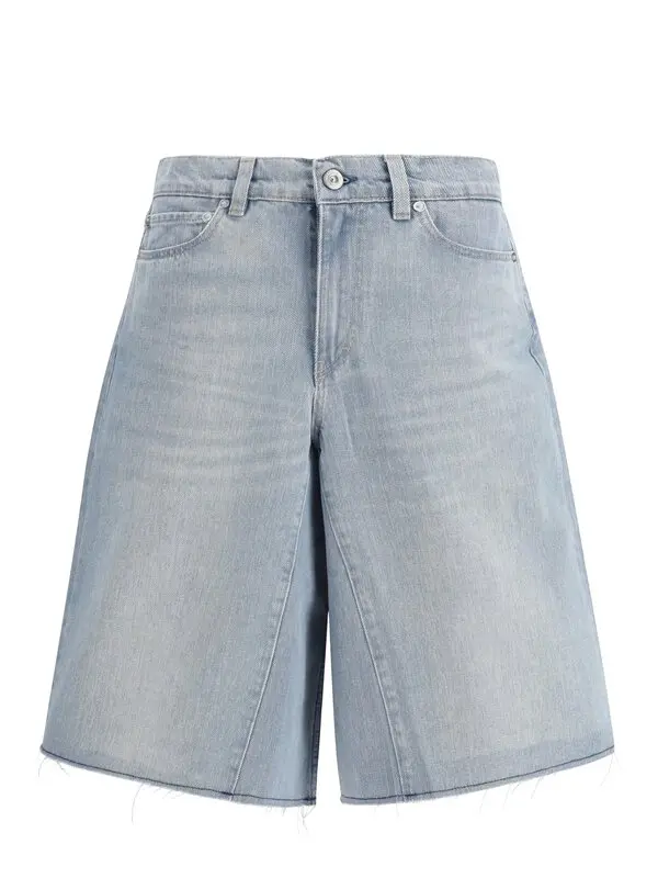 Our Legacy Denim A-line Shorts With Raw Hem - Blue