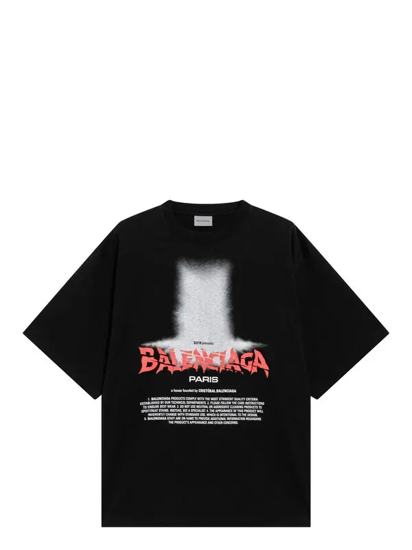 Balenciaga The Door' Oversized Cotton T-shirt - Black