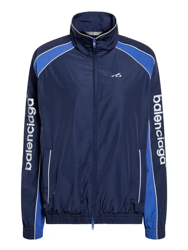 Balenciaga Navy Cotton Blend Techwear Zip-up Jacket - Blue