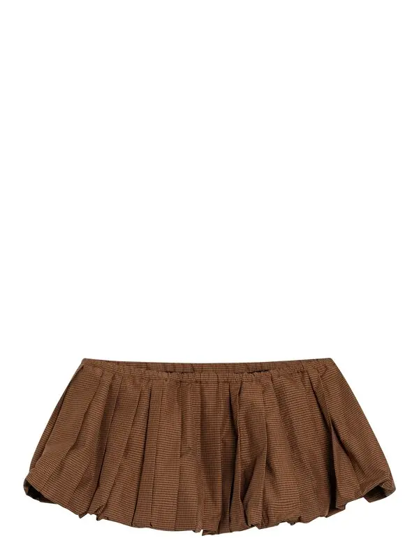 Miu Miu Pleated Vichy-check Mini Skirt - Brown