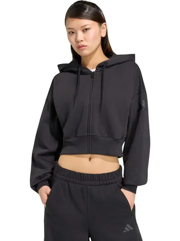 Adidas Essentials Contemporary Fleece Full Zipper Hooded Jacket - Black