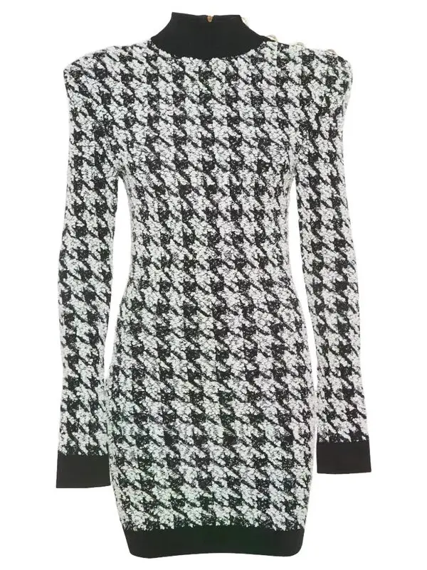 Balmain Houndstooth Tweed Dress - Black