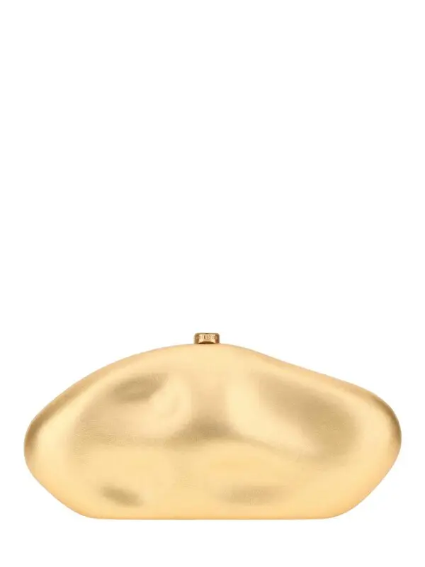 Cult Gaia Nappa Leather Caldera Clutch - Gold