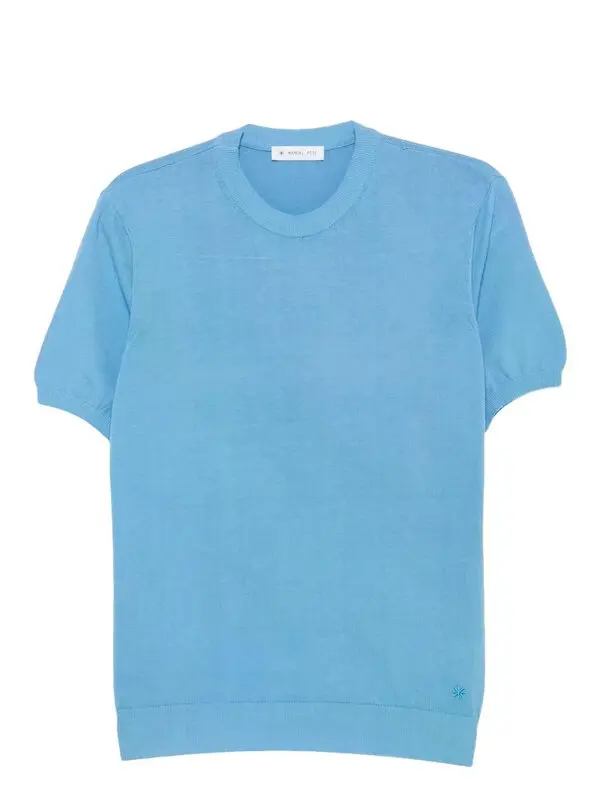 MANUEL RITZ Crew-neck Short-sleeve Top - Blue