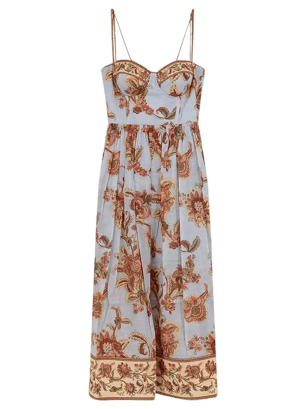 Zimmermann Aster Corset Cotton Midi Dress - Blue