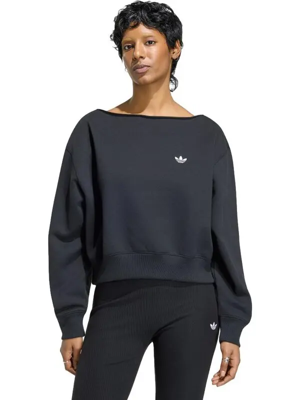 Adidas Fleece Boatneck Sweatshirt - Black