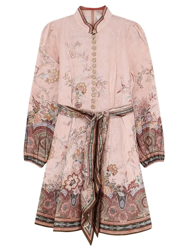 Zimmermann Alchemy Linen Dress With Floral Print - Multicolor