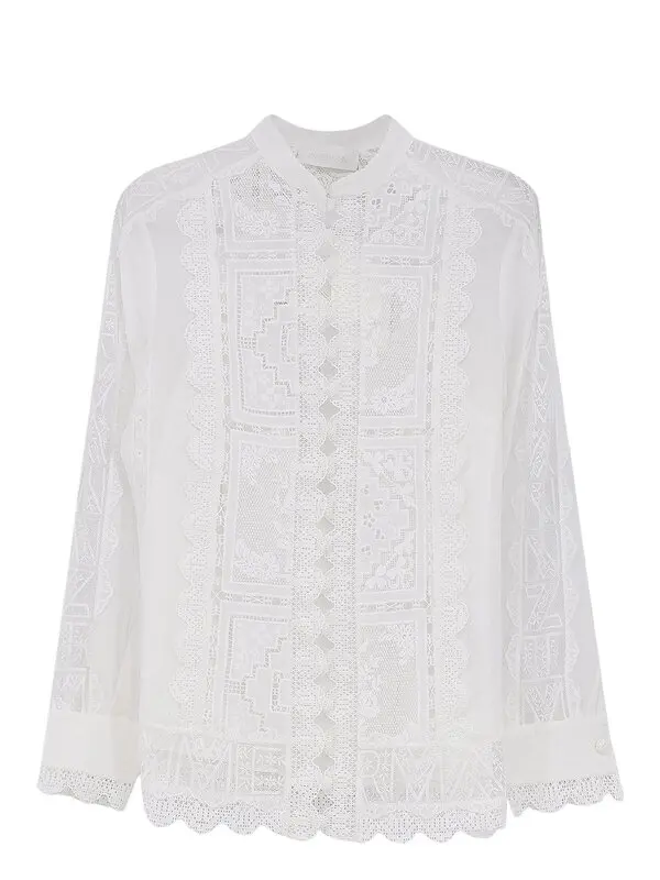 Zimmermann Aster Embroidered Cotton Shirt - Cream