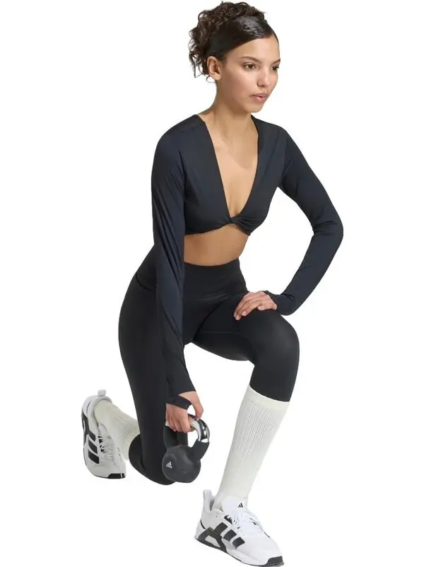 Adidas Primelift Workout Twist Reversible Cropped Top - Black