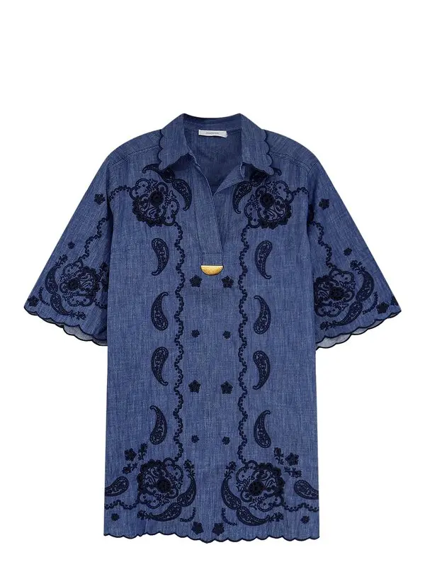 Zimmermann Aster Denim Mini Dress - Multicolor