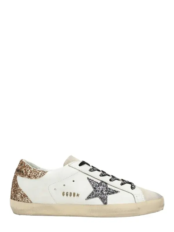 GOLDEN GOOSE Leather Low Top Sneakers With Sequin Embellishments - White