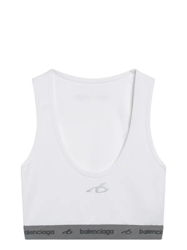 Balenciaga Crew Neck Bra Top In Technical Fabric - White
