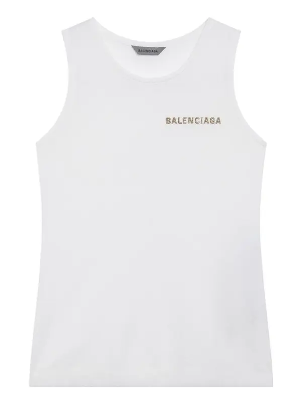 Balenciaga Cotton-blend Knit Tank Top - White