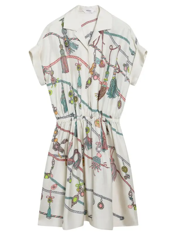 Versace Printed Silk Twill Mini Shirt Dress - Multicolor