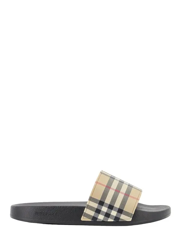 Burberry Checked Slides - Multicolor