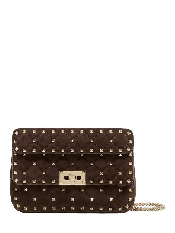Valentino Garavani Rockstud Spike Suede Crossbody Bag With All-over Studs - Multicolor