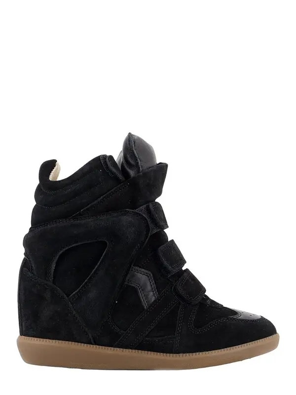 Isabel Marant Étoile Bekett Suede And Leather Wedge Sneakers - Black