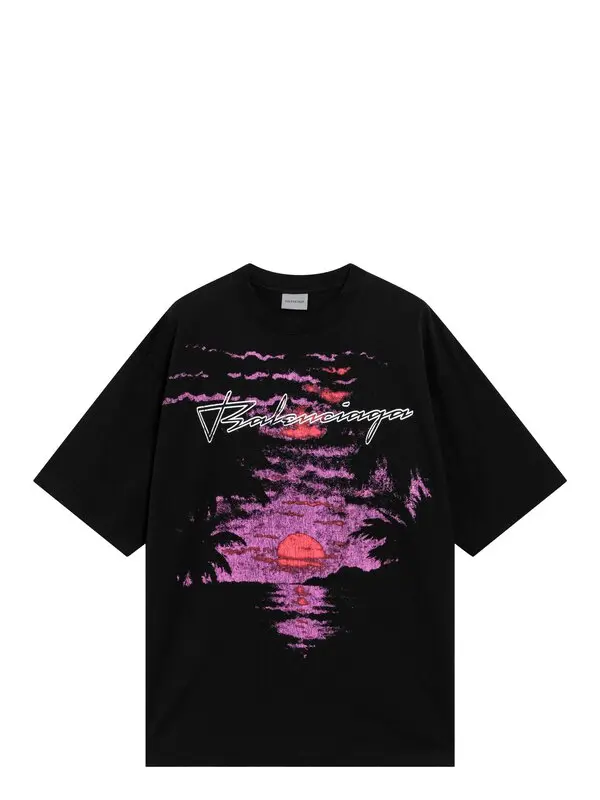 Balenciaga Cotton Jersey Dream Motif T-shirt - Black