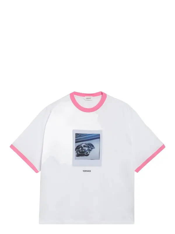 Versace Regular-fit Cotton Jersey T-shirt With Medusa Print - White