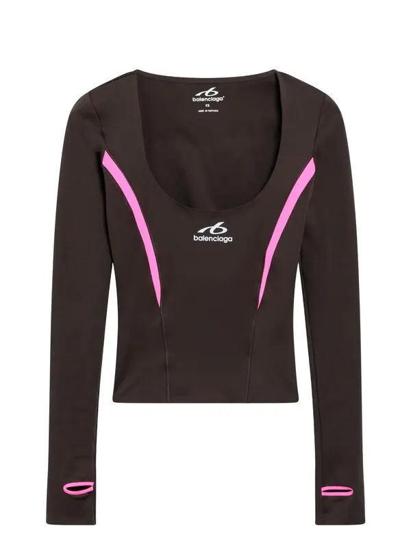 Balenciaga Fitted Technical Fabric Top - Brown