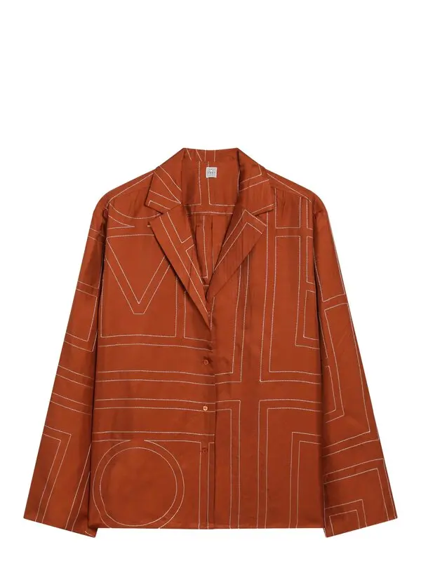 TOTEME Monogram Silk Pajama Shirt - Orange